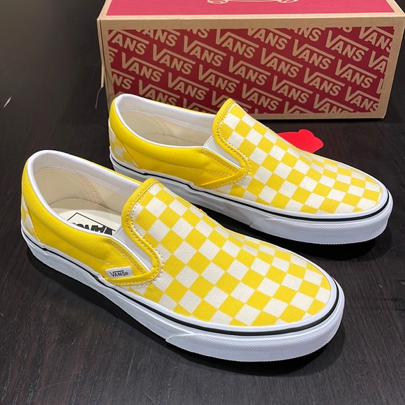 Vans | Shoes | Vans Classic Slipon Checkerboard Cyber Yellow | Poshmark